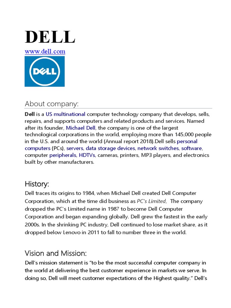 Dell: Global Tech Leader Overview | PDF | Art | Computers