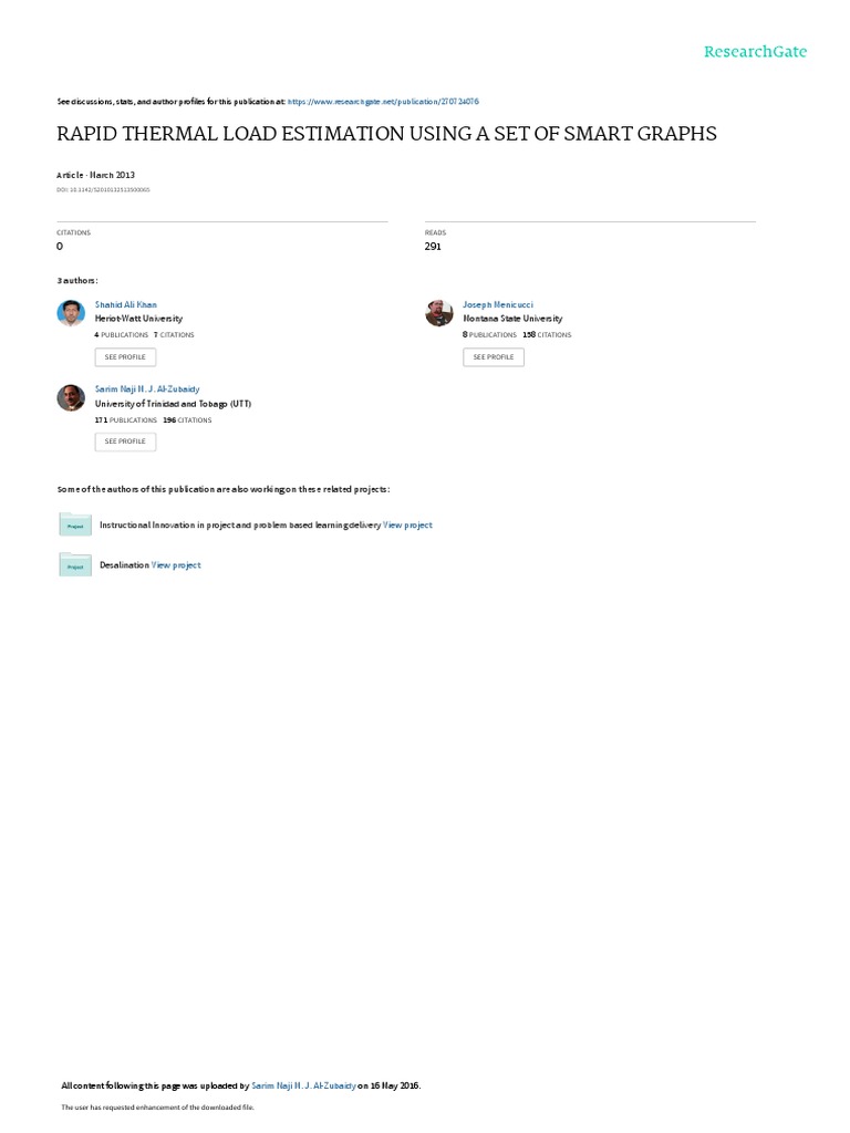 Rapid Thermal Load Estimation Using A Set Of Smart Graphs March 2013 Pdf Ventilation