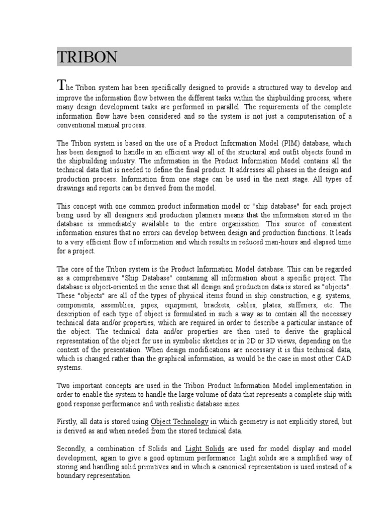 Tribon | PDF | Hull (Watercraft) | Databases