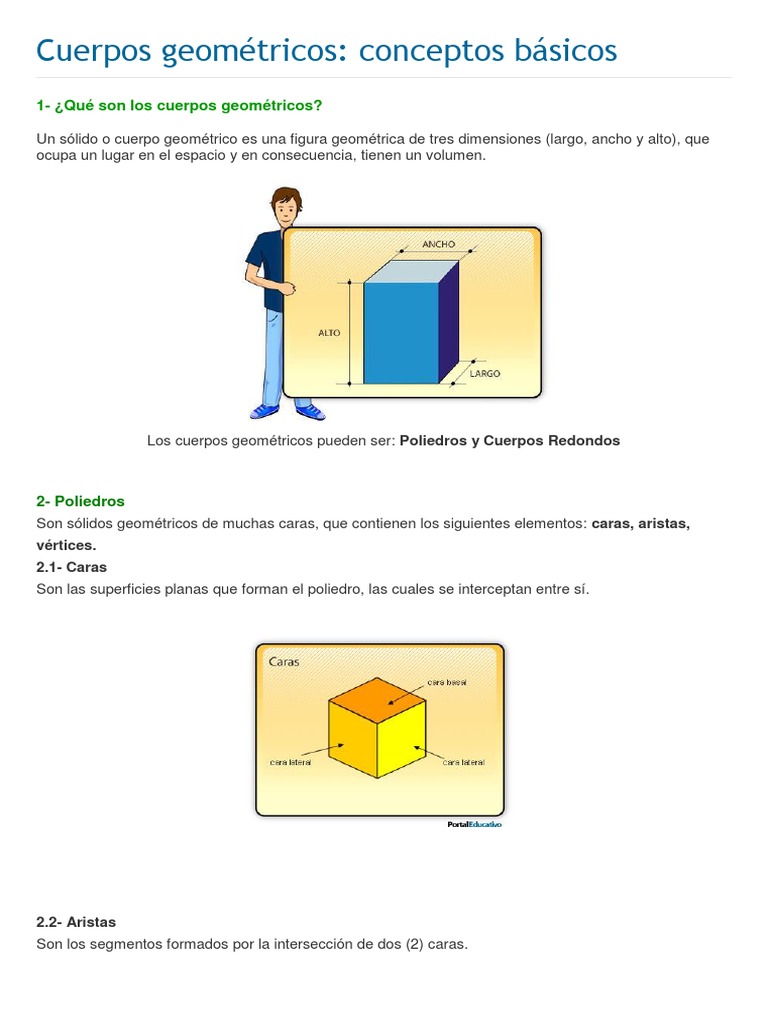 Conceptos Básicos de Cuerpos Geométricos | PDF | Métodos y materiales ...