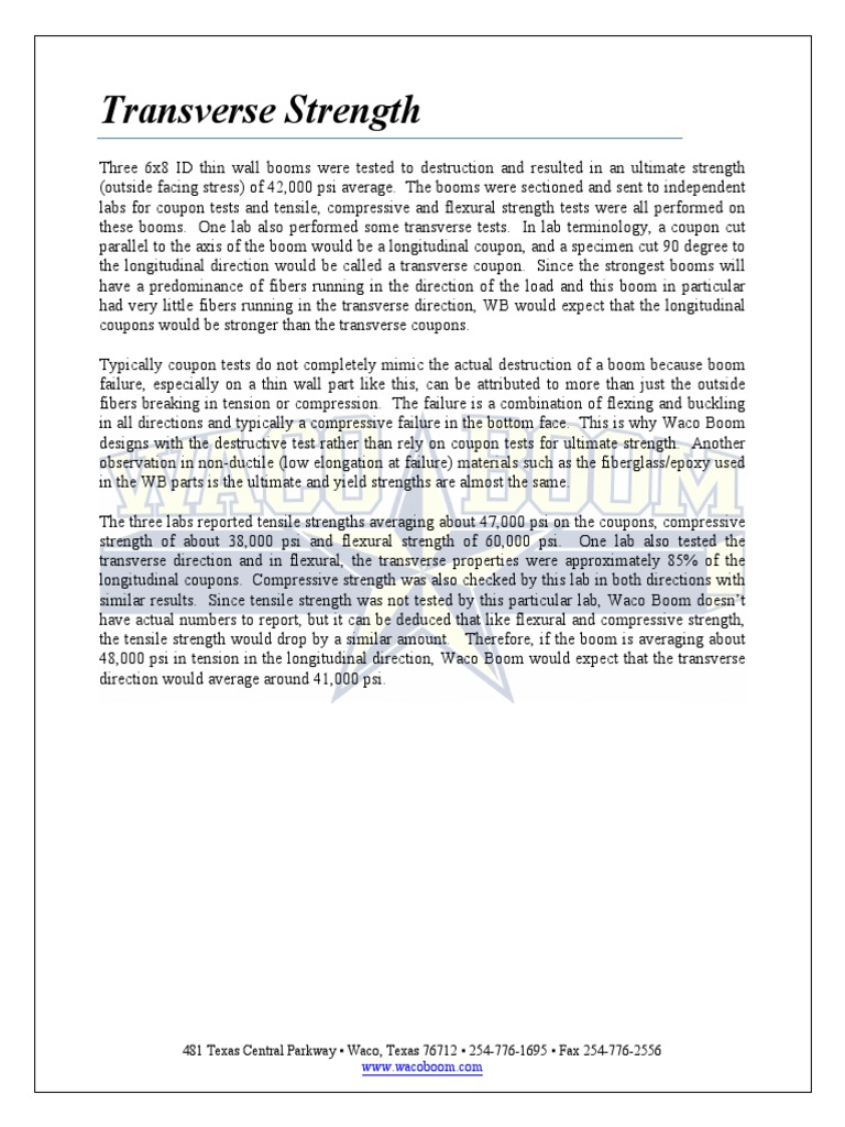 Transverse Strength: 481 Texas Central Parkway Waco, Texas 76712 254 ...