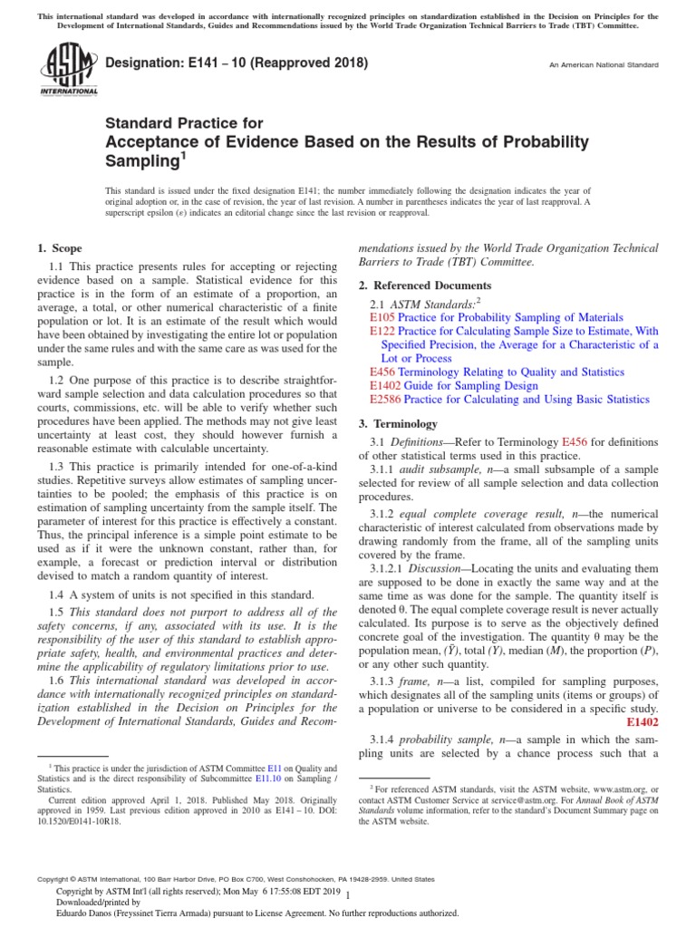 Acceptance of Evidence Based On The Results of Probability Sampling | PDF | Standard Error ...