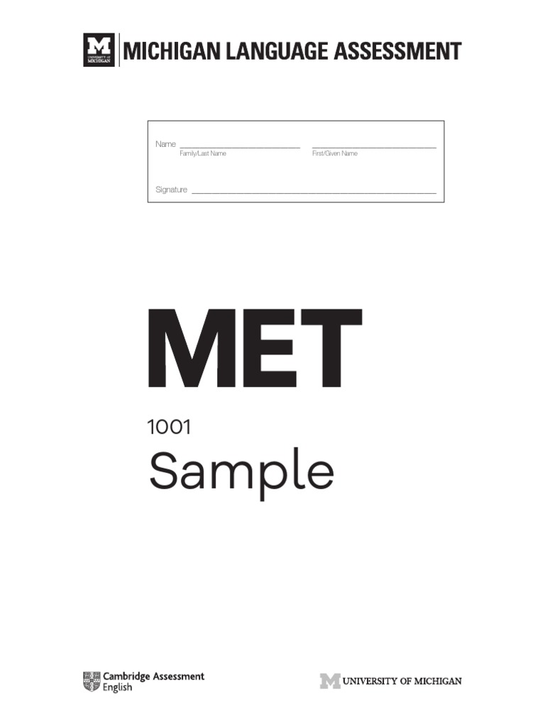 MET Sample Test Booklet | PDF | Books | Evolution