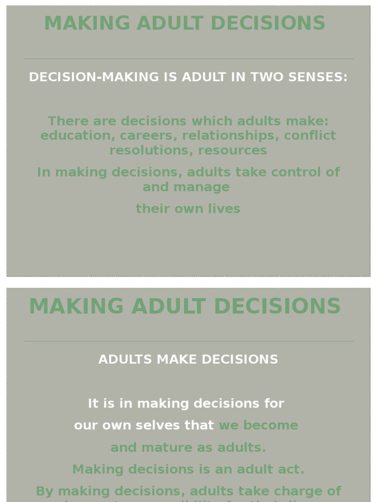 Making Adult Decisions | PDF | Decision Making