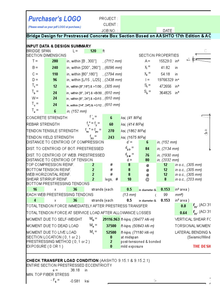 Bridge Design For Prestressed Concrete Box Section Based On AASHTO 17th ...