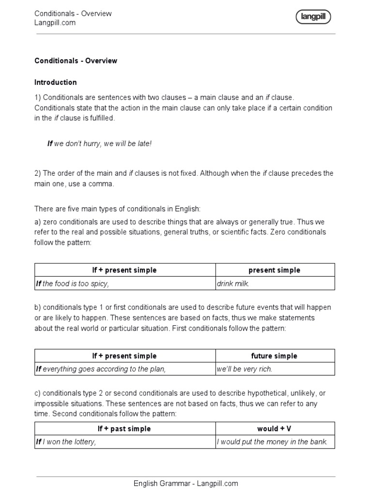 1.1 14. (Textbook) Conditionals - Overview PDF | PDF | Language Mechanics | Syntax