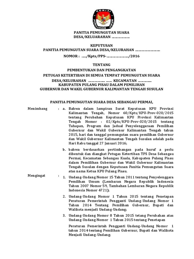 CONTOH SK Petugas Ketertiban TPS-1 | PDF