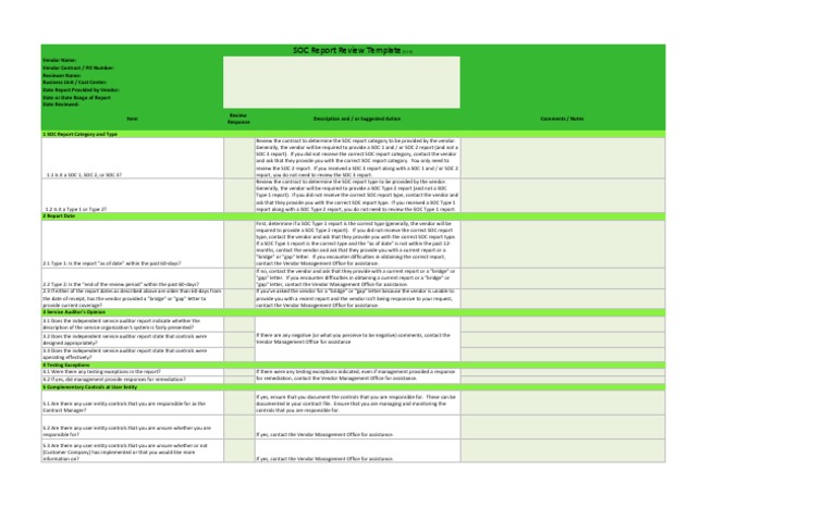 SOC Report Review Tool - SOC Report Review Template | PDF | Computing ...