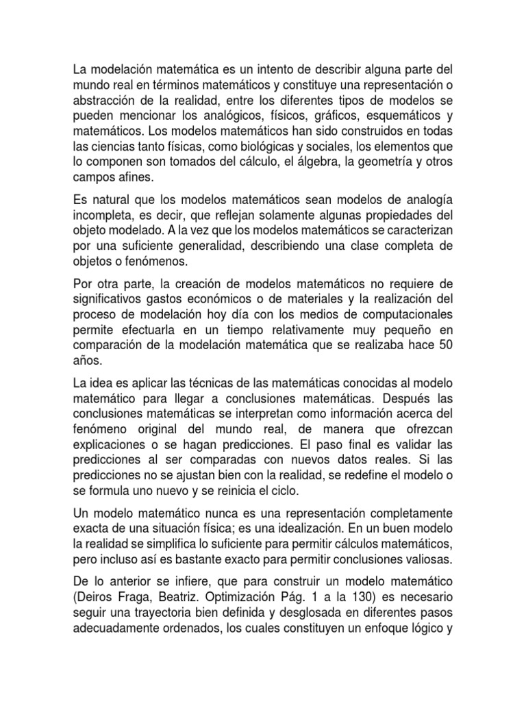 La Modelación Matemática | Descargar gratis PDF | Modelo matemático ...