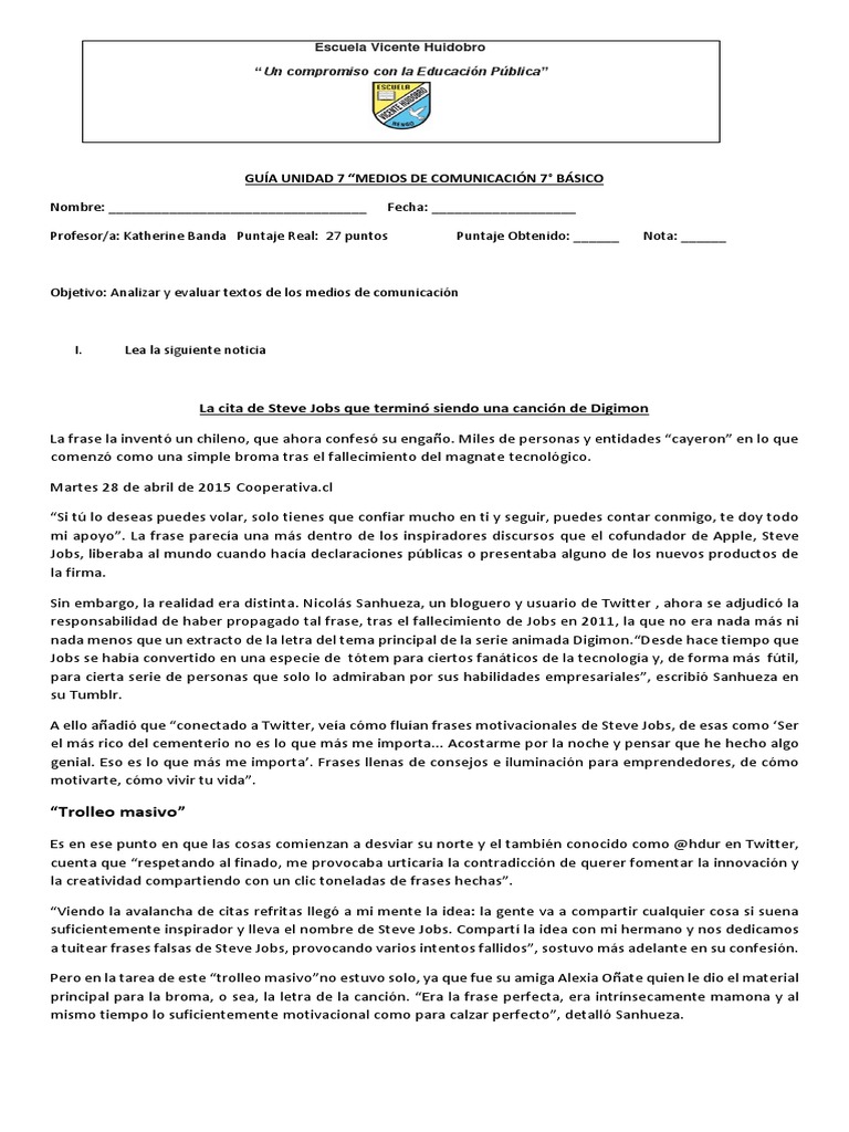 Guía Medios de Comunicación | PDF | Servicio de redes sociales | Steve Jobs