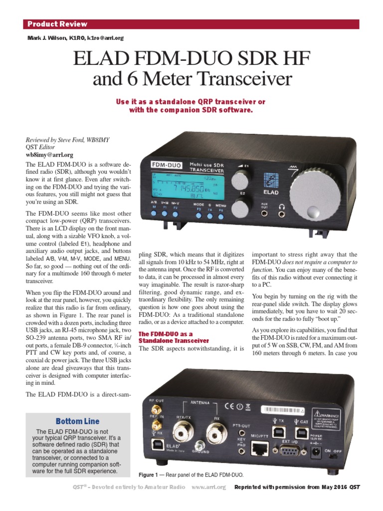 Elad FDM Duo QST MAY 2016 | PDF | Bandwidth (Signal Processing) | Hertz