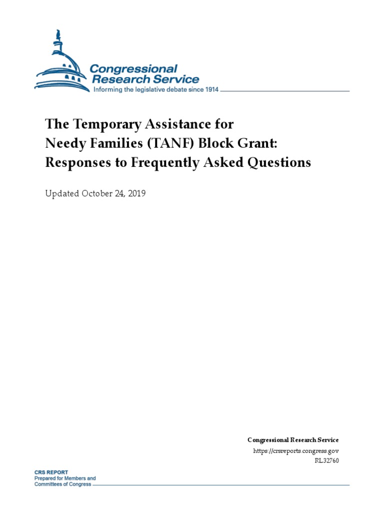 The Temporary Assistance For Needy Families (TANF) Block Grant ...