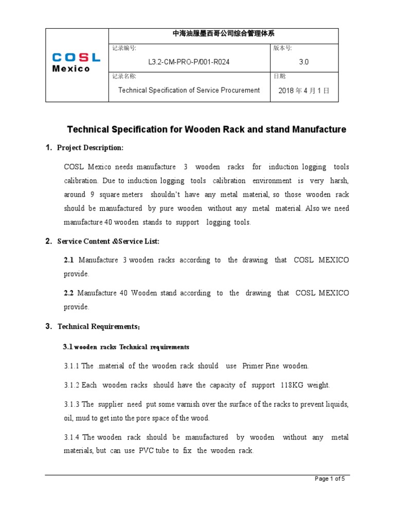 Wooden Rack and Stand Manufacture Technical Specification | PDF | Wood ...