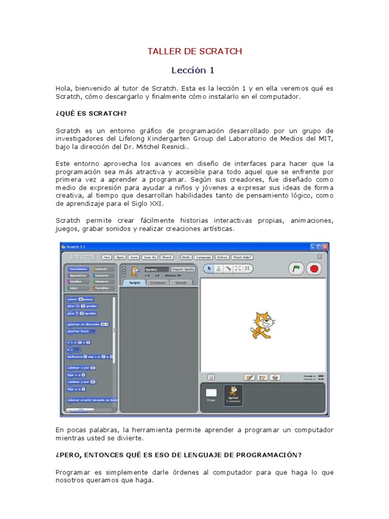 Taller de Scratch | PDF | Scratch (lenguaje de programación) | Point ...