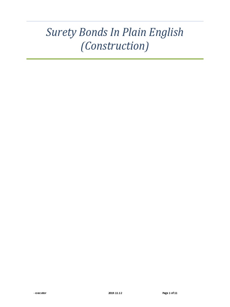 Surety Bonds in Plain English | PDF | Surety Bond | Bonds (Finance)