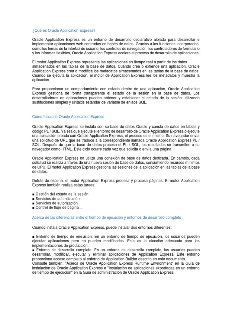 Introducción a Oracle Application Express | PDF | Tiempo de ejecución ...