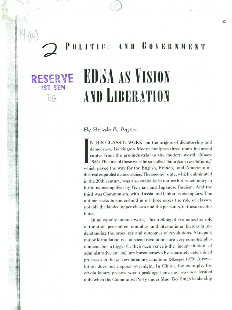 EDSA As Vision and Liberation | PDF