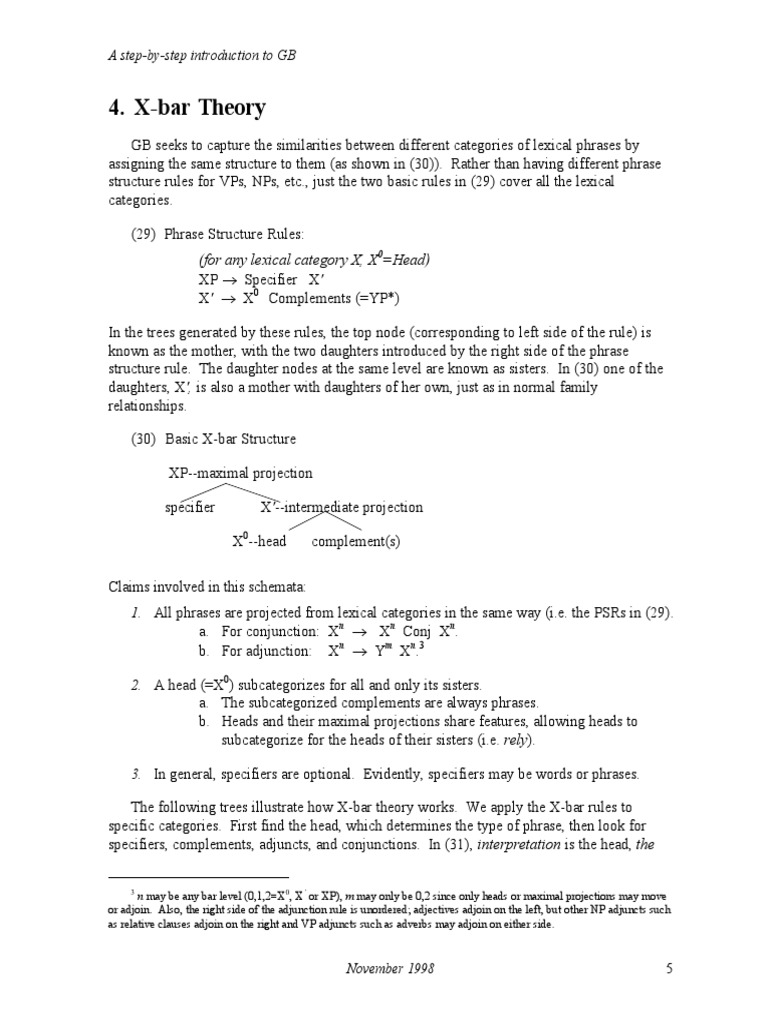 X-Bar Theory - Explanation | PDF | Phrase | Language Mechanics
