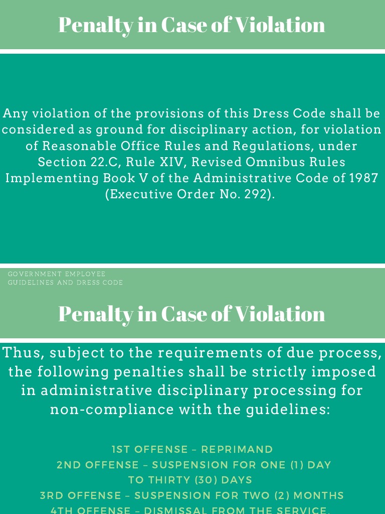 Penalty in Case of Violation: Government Employee Guidelines and Dress ...