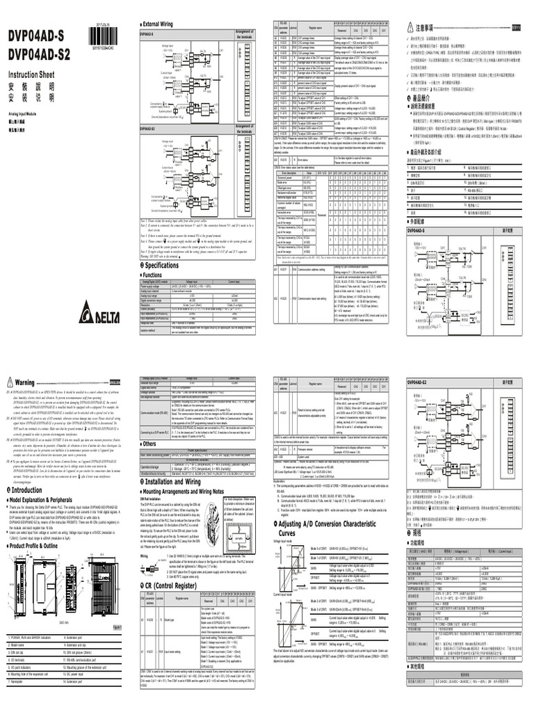 External Wiring: DVP04AD-S Arrangement of The Terminals | PDF ...