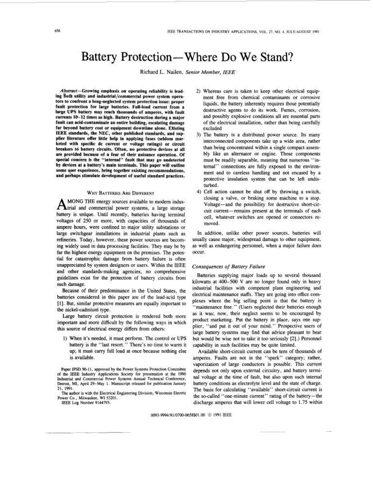 Ieee Battery Protection | Download Free PDF | Fuse (Electrical ...