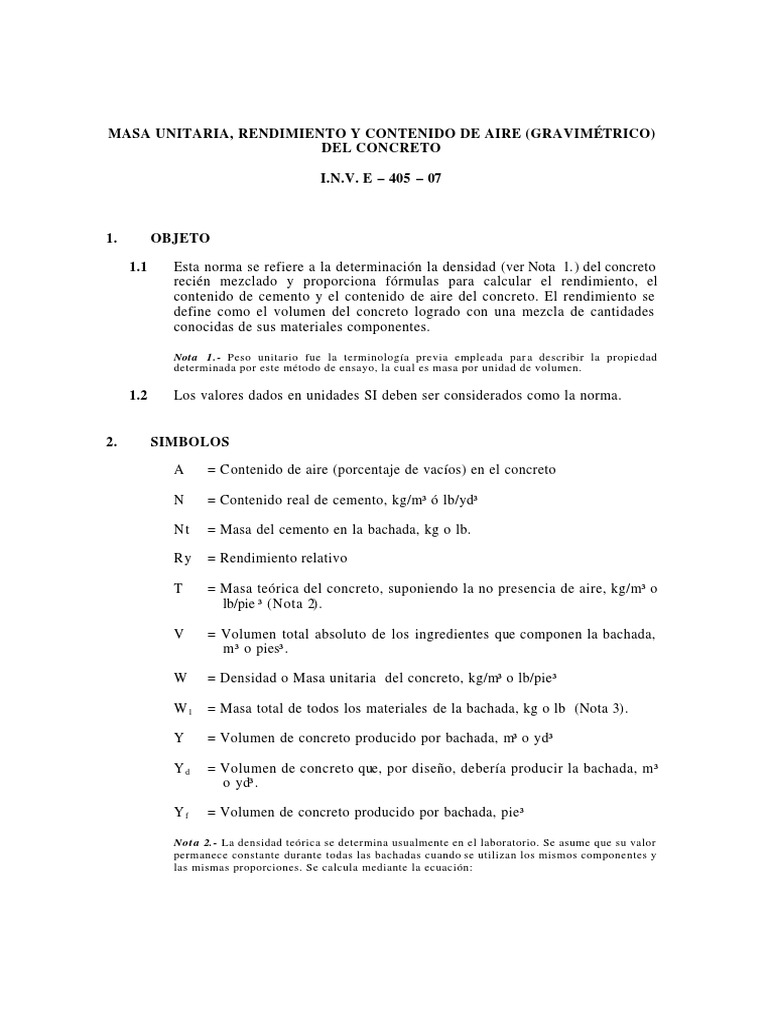 Norma Invías E-405 | PDF | Densidad | Hormigón