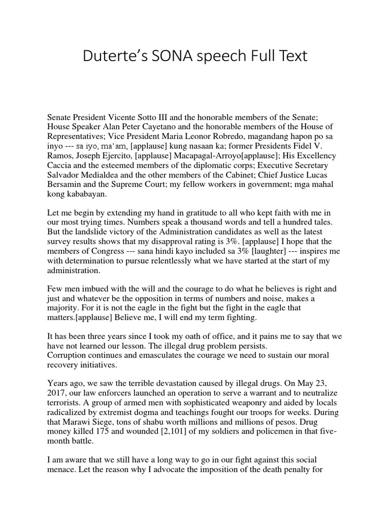 Duterte's Speech Full Text | PDF | United Nations Convention On The Law ...