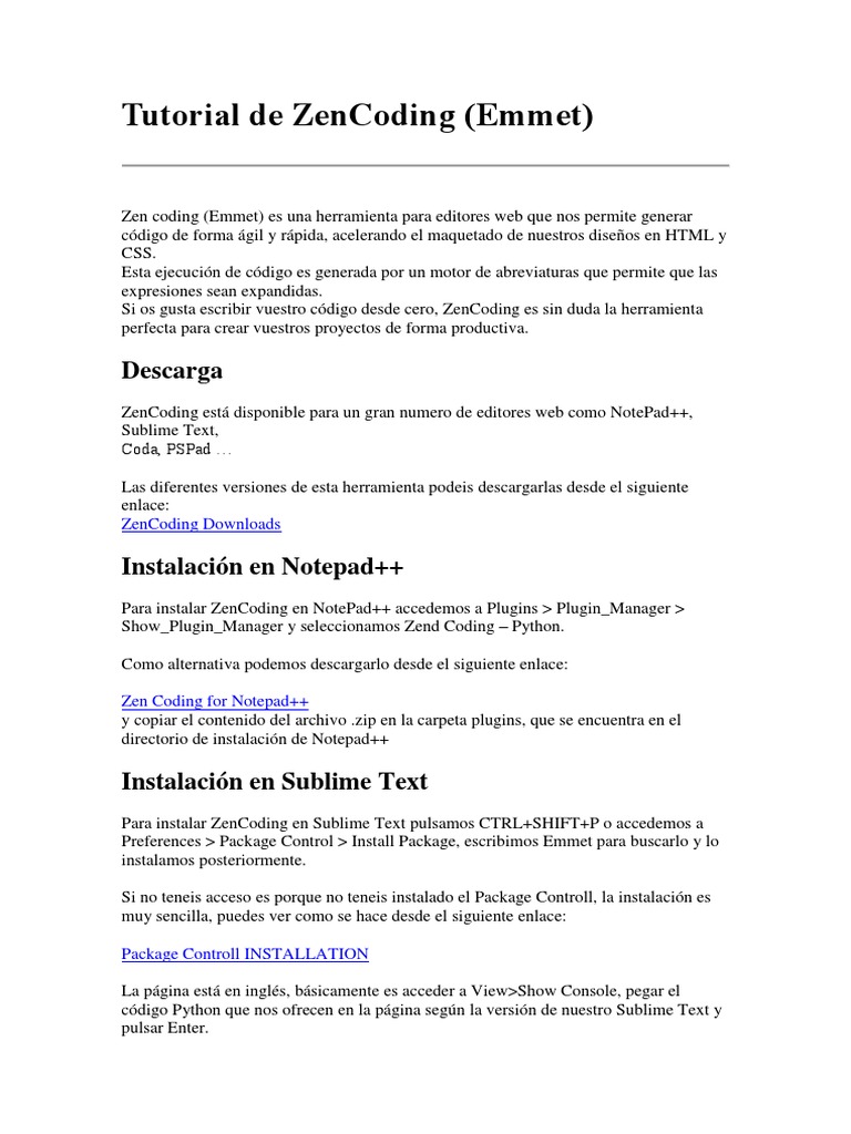 Tutorial de ZenCoding | Descargar gratis PDF | HTML | Hojas de estilo en cascada