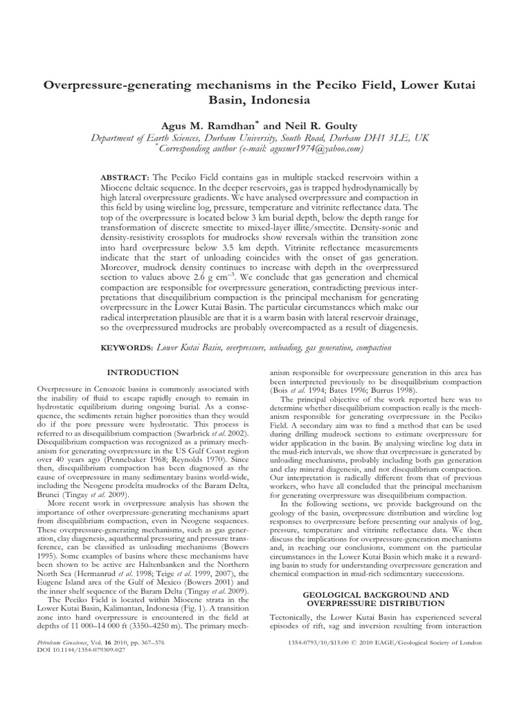 Overpressure-Generating Mechanisms in The Peciko Field, Lower Kutai ...