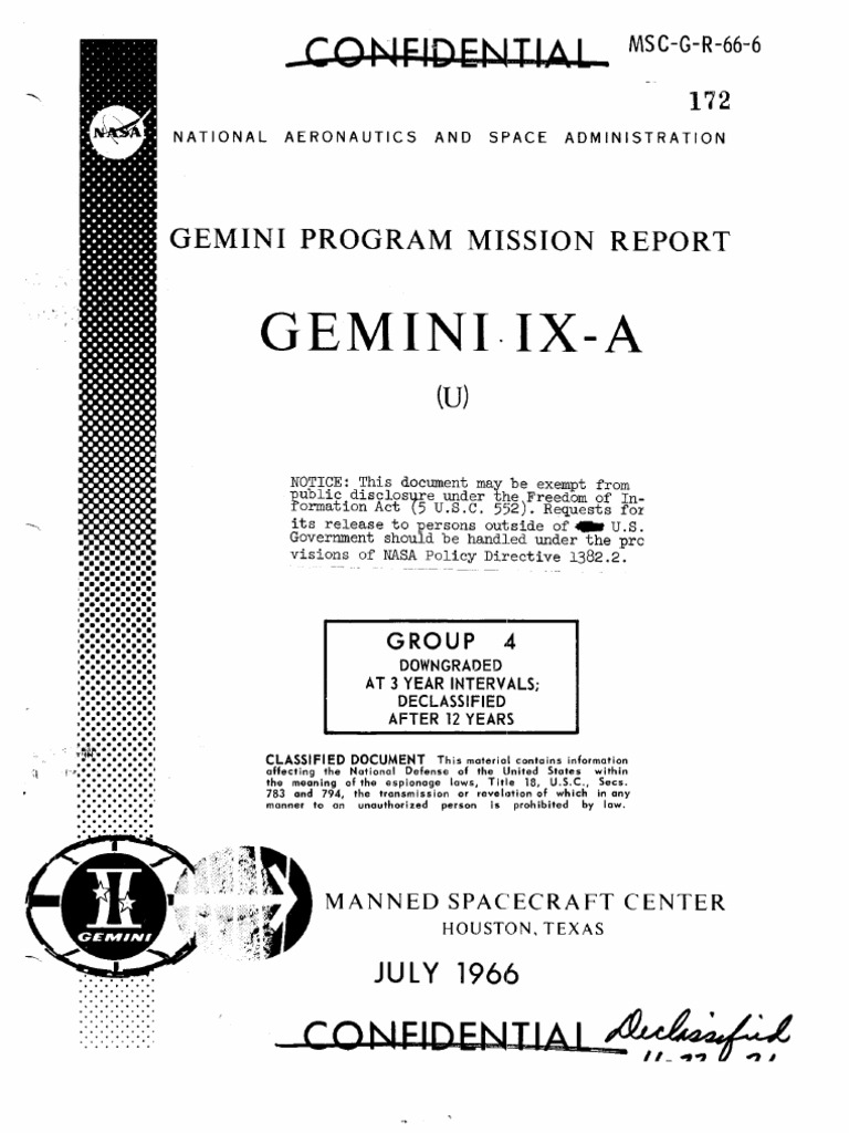 Gemini Program Mission Report Gemini Ix-A | Download Free PDF | Project ...