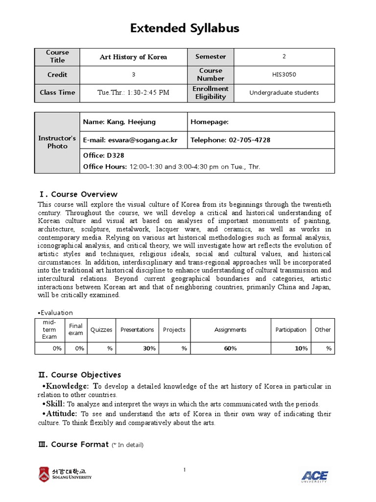Extended Syllabus: Art History of Korea | PDF