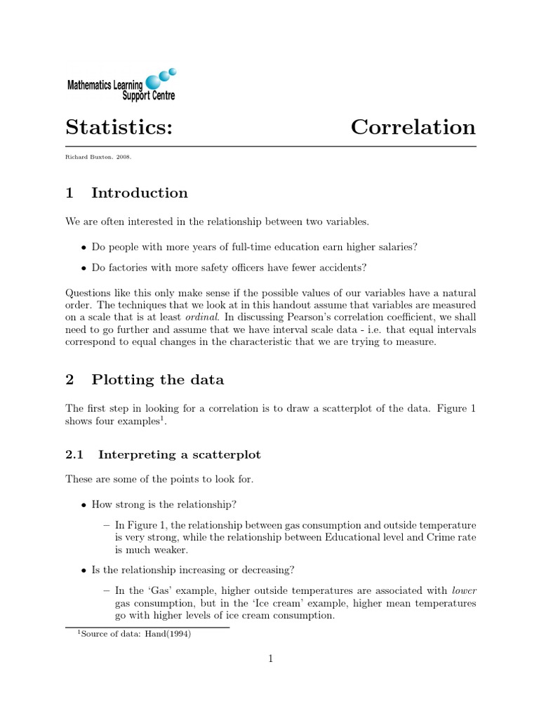 Statistics: Correlation: 2.1 Interpreting A Scatterplot | PDF | Correlation And Dependence ...