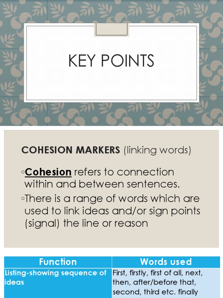 Cohesion Markers in Writing | PDF | Career & Growth