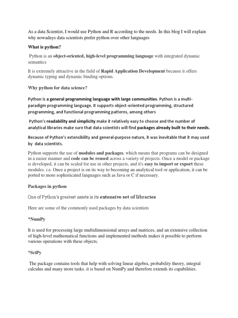 As A Data Scientist | PDF | Python (Programming Language) | Programming ...
