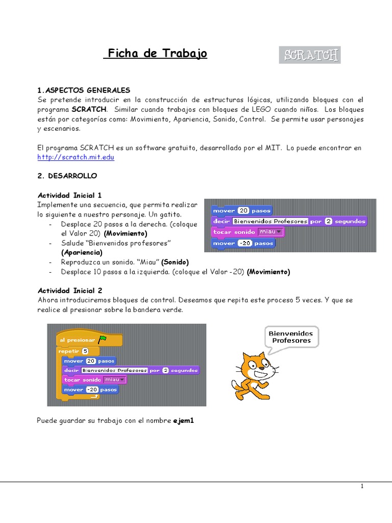 Ficha de Trabajo Scratch | PDF