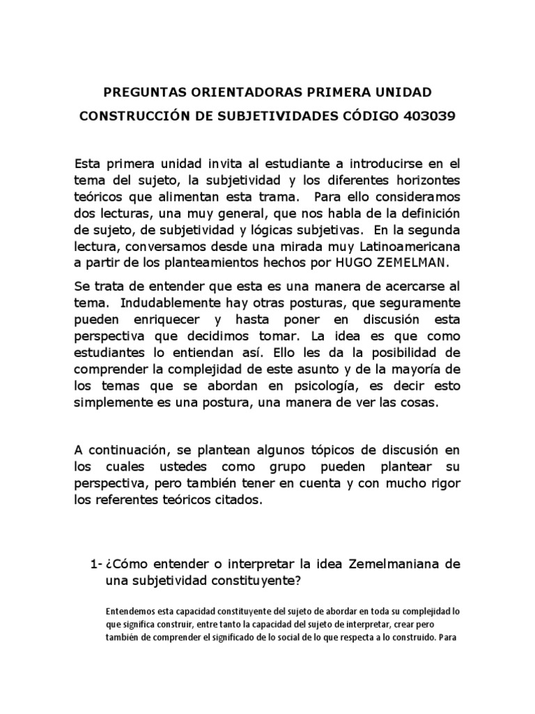 Subjetividad y Teoría del Sujeto | PDF | Subjetividad | Racionalidad