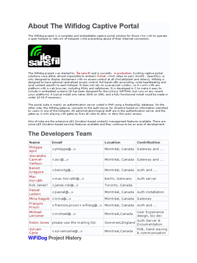 About The Wifidog Captive Portal | PDF | Linux | World Wide Web