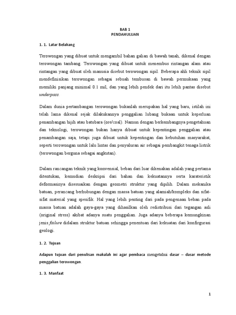 Dasar - Dasar Metode Penggalian Terowongan | PDF