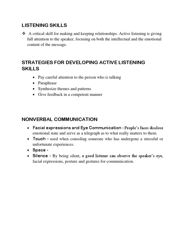 Listening Skills | PDF