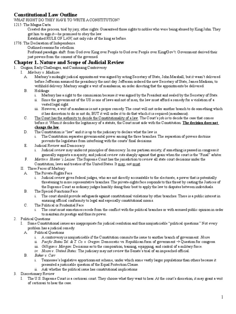 Constitution Law OUTLINE | PDF | Fourteenth Amendment To The United ...