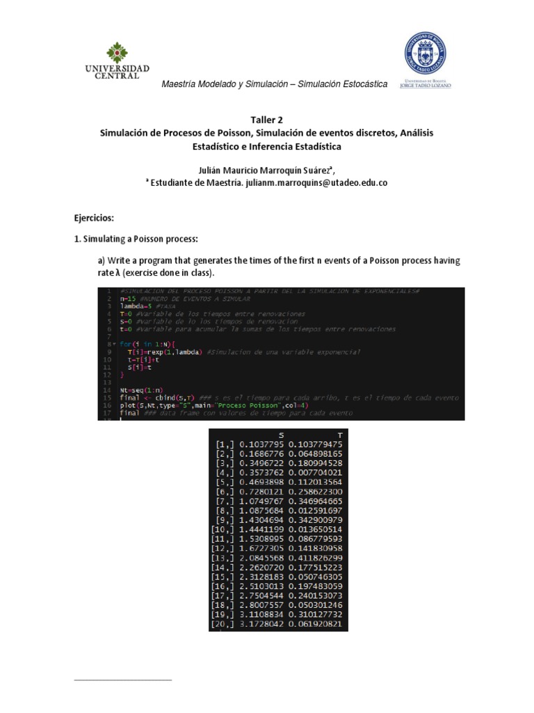 Simulación Estocástica en Procesos Poisson | PDF | Normal Distribution ...