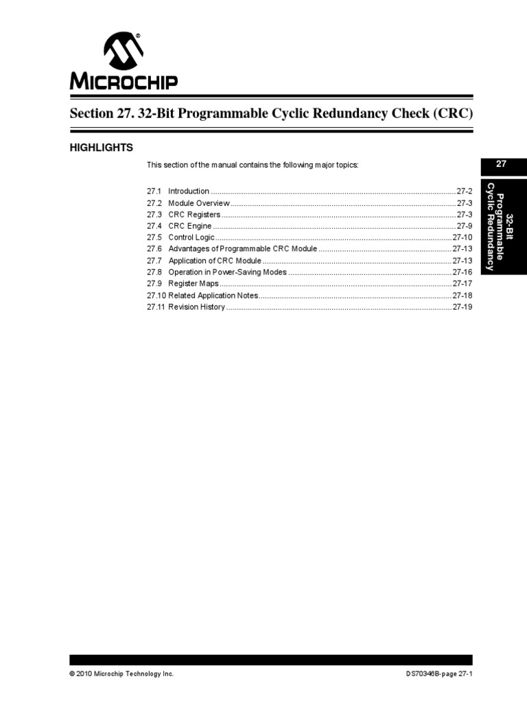 Section 27. 32-Bit Programmable Cyclic Redundancy Check (CRC) | PDF ...