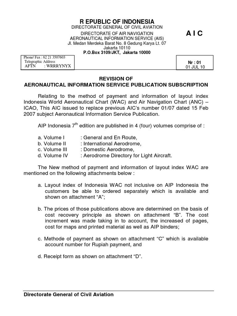 AIC Nomor 01 Tahun 2010 | PDF | Aviation | Business
