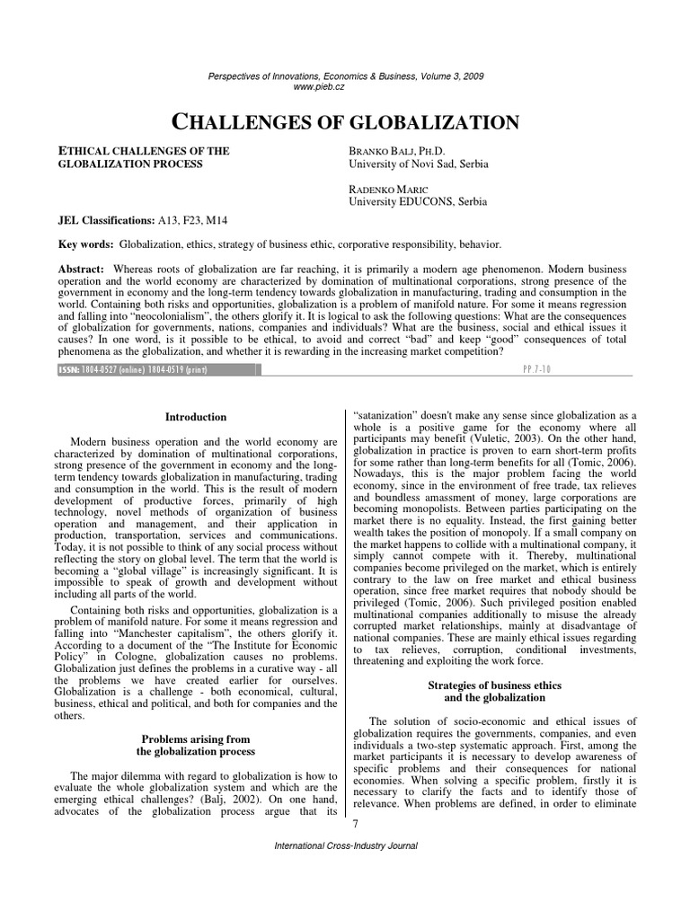 Ethical Challenges of The Globalization Process | PDF | Corruption | Multinational Corporation