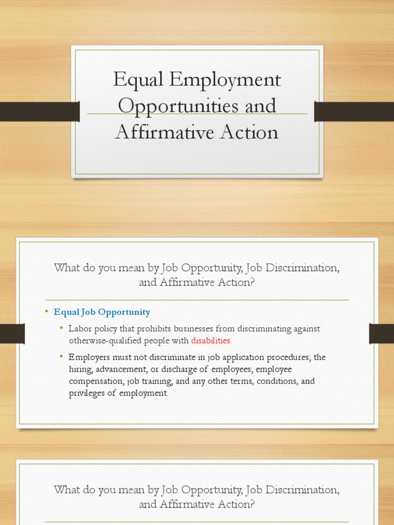 Equal Employment Opportunities and Affirmative Action | PDF ...