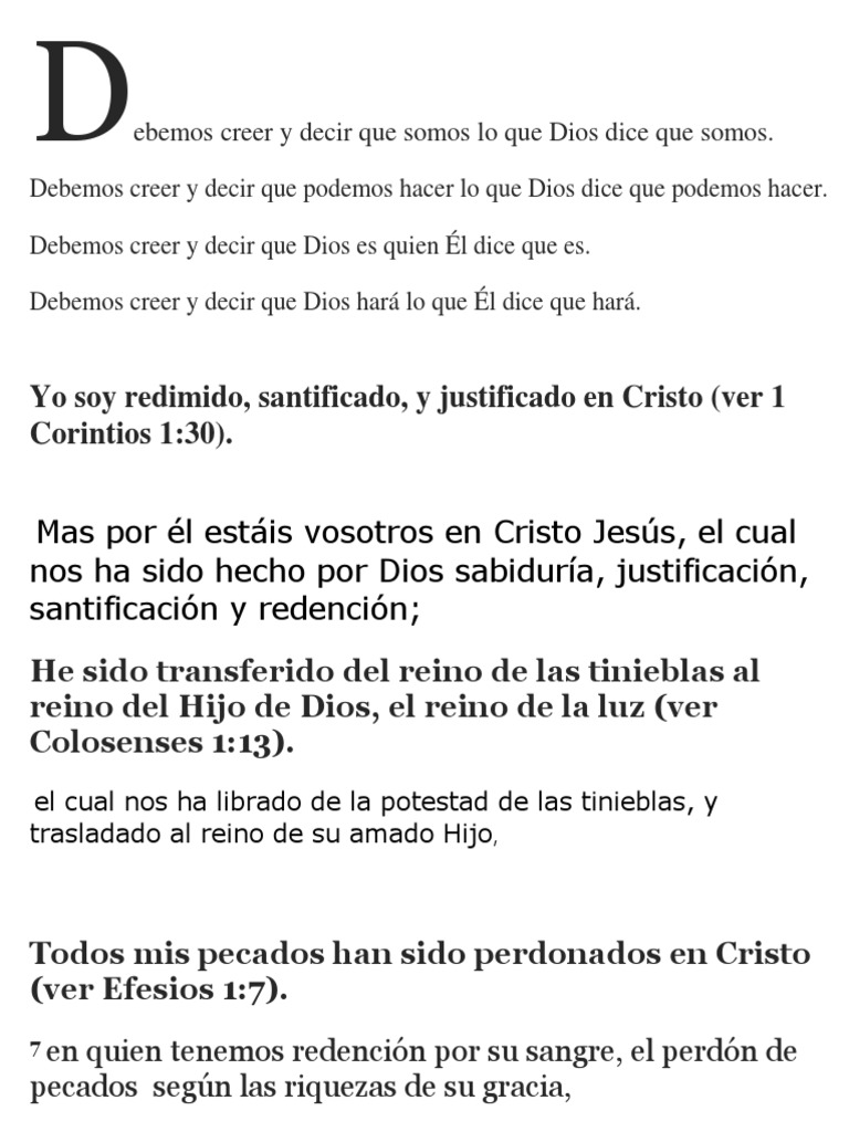 Debemos Creer y Decir Que Somos Lo Que Dios Dice Que Somos | PDF ...
