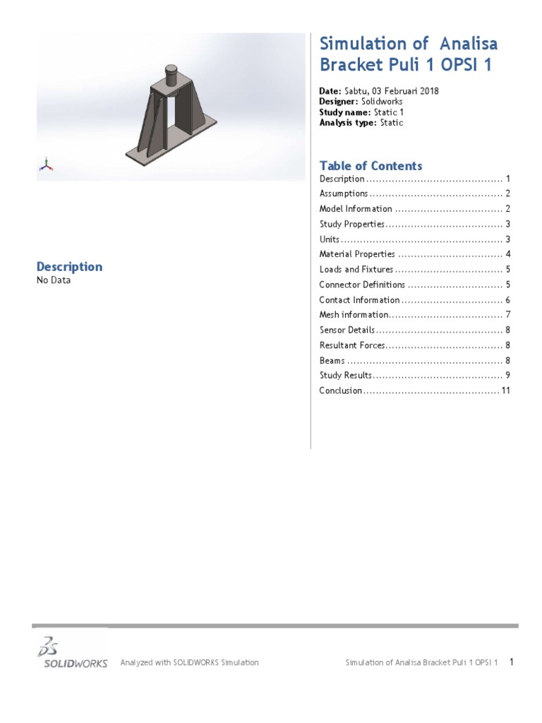 Analisa Bracket Puli OPSI 1 | PDF | Young's Modulus | Density