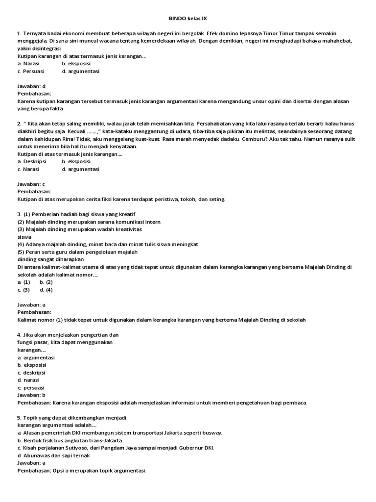 Bindo Kelas Ix | PDF