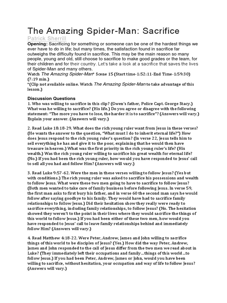 The Amazing Spider-Man - Sacrifice | PDF | Sacrifice | Eternal Life ...