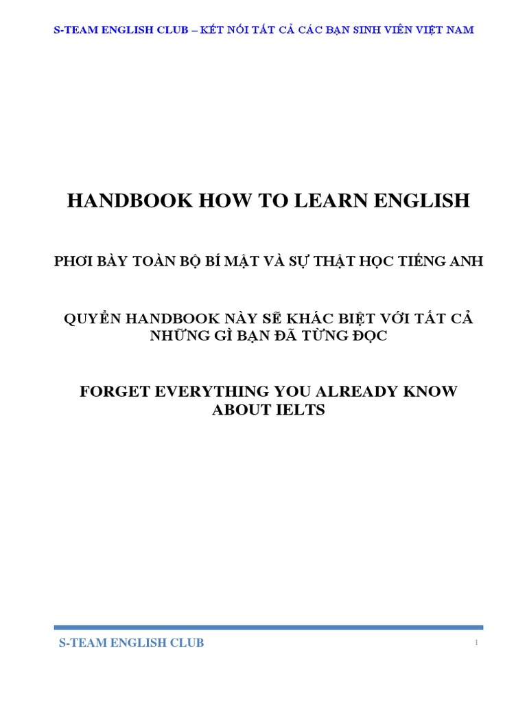 Handbook - How To Learn English - Chinh Duong - S-TEAM ENGLISH CLUB | PDF